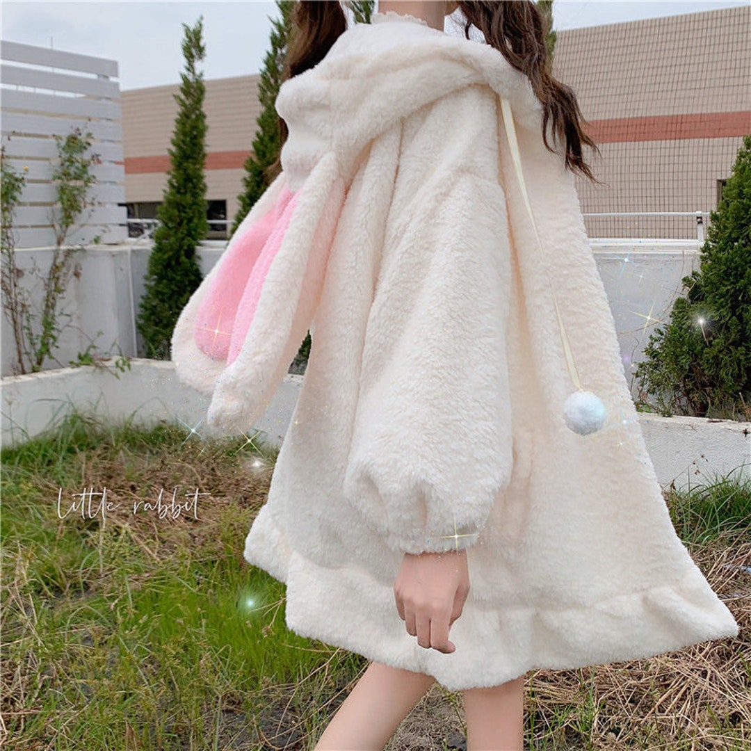 Rabbit Zip up Hoodie, Rabbit Ears Hoodie, Kawaii Clothing, Cute Zip Up ...