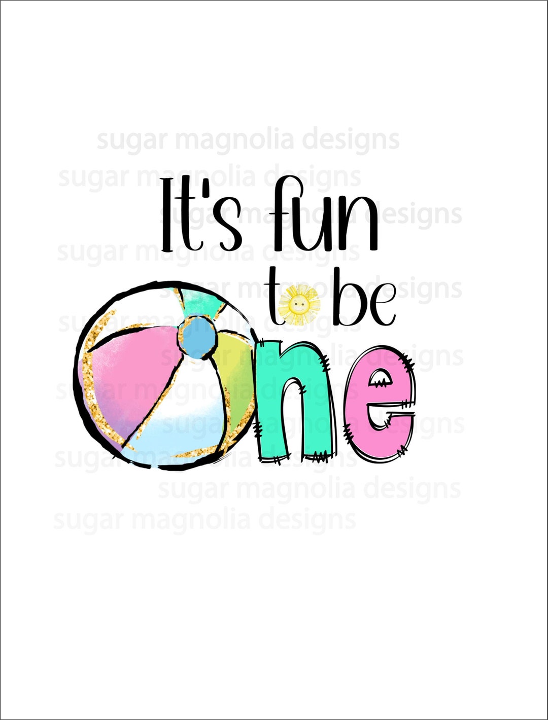 It's Fun to Be One, Beach Sublimation Design, First Birthday Girl PNG ...
