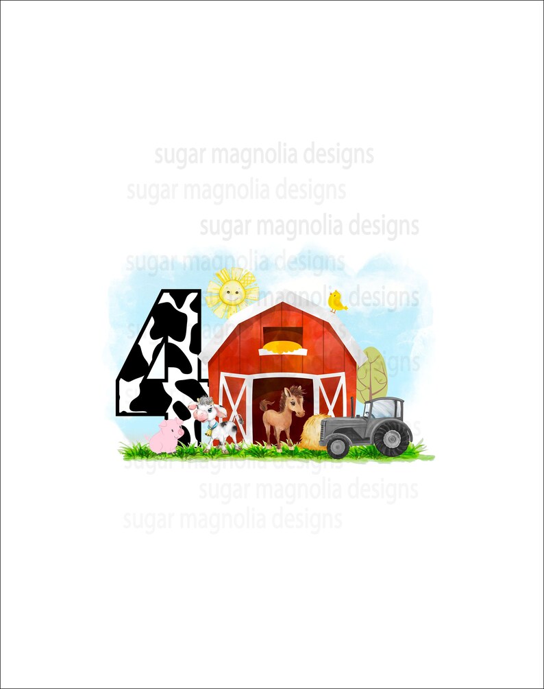 4th Birthday Farm Sublimation Design, PNG for Sublimation, Farmer ...