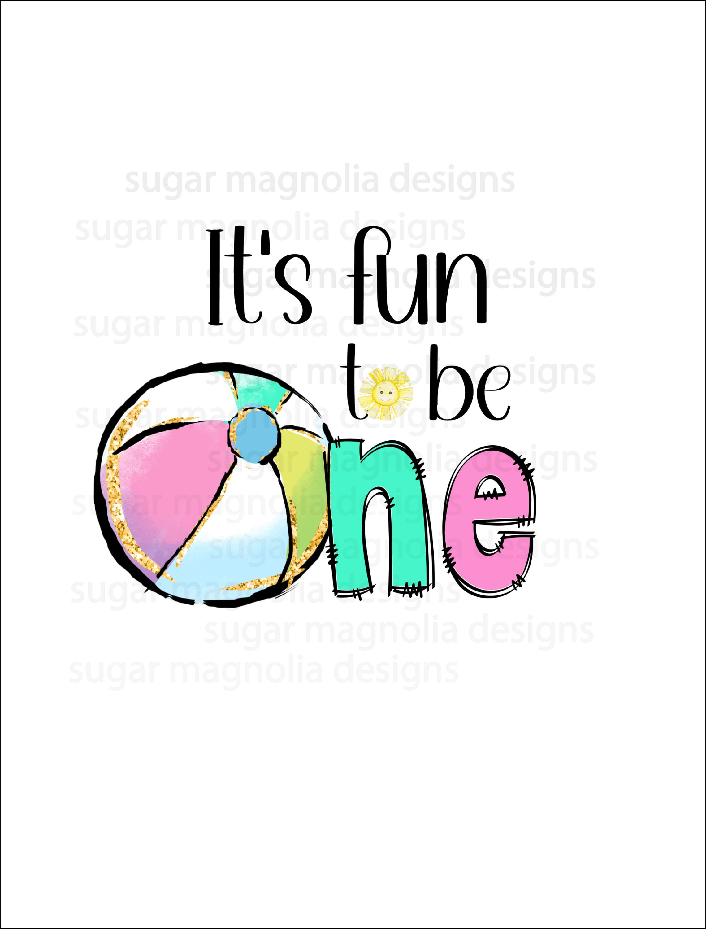It's Fun to Be One, Beach Sublimation Design, First Birthday Girl PNG ...