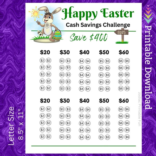 Saving Challenge Printable - Etsy