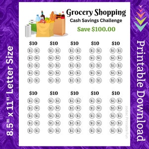 Food Savings Challenge Printable for Kitchen Pantry Stock up for Money ...