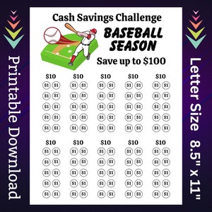Baseball Savings Challenge Printable for Team Sports Money Saving ...