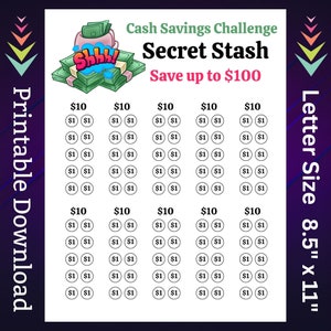Secret Stash Savings Challenge Printable for Money Saving Sinking Fund ...