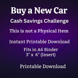 A6 New Car Savings Challenge Printable for First Car Money Saving ...