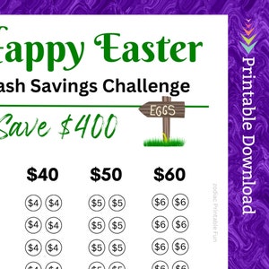 Easter Saving Challenge Printable for Easter Basket Easter Egg Hunt for ...