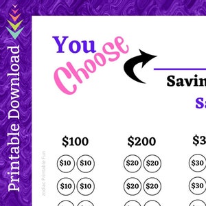 Custom Savings Challenge Printable for Saving 3000 Dollars for 3k ...