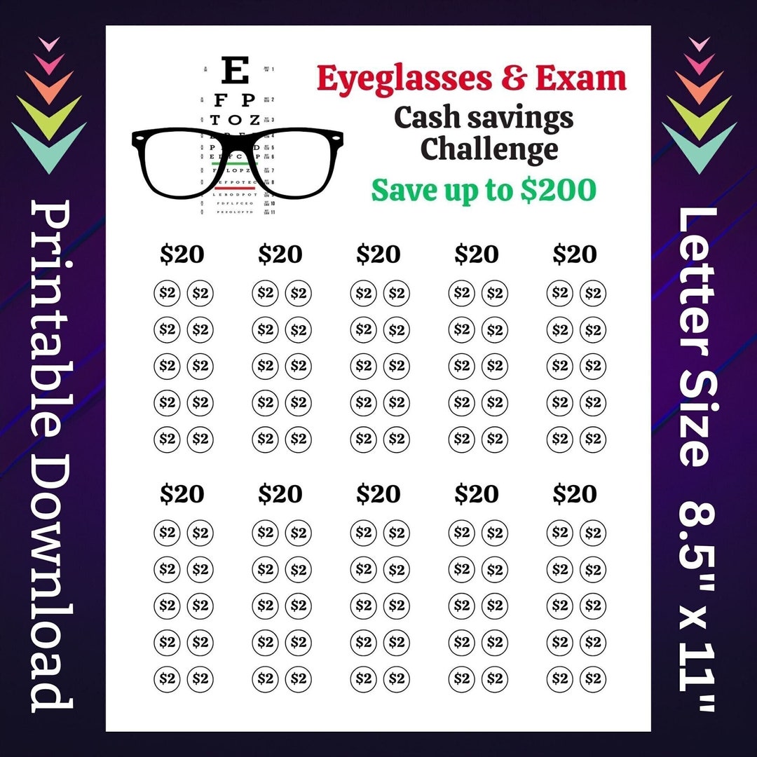 Eyeglasses Savings Challenge Printable for Eye Exam Money Saving ...