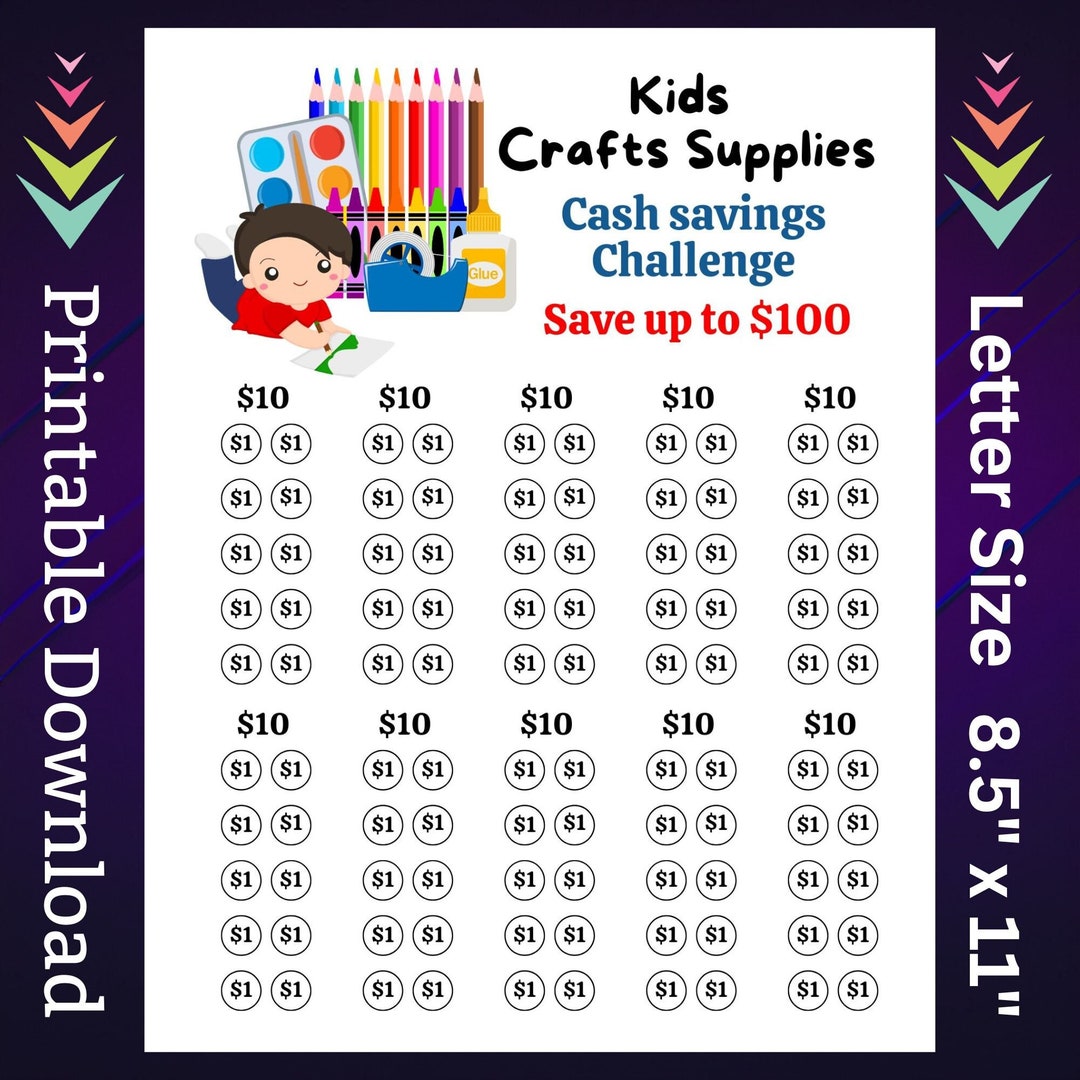 Kid Craft Supplies Savings Challenge Printable for Kids Art Activities ...