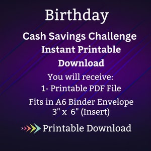 A6 Savings Challenge Printable Insert for Happy Birthday Money Saving ...