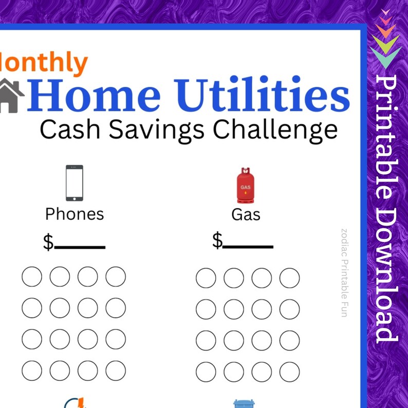 A6 Home Utilities Bill Savings Challenge Printable Insert for Paying ...