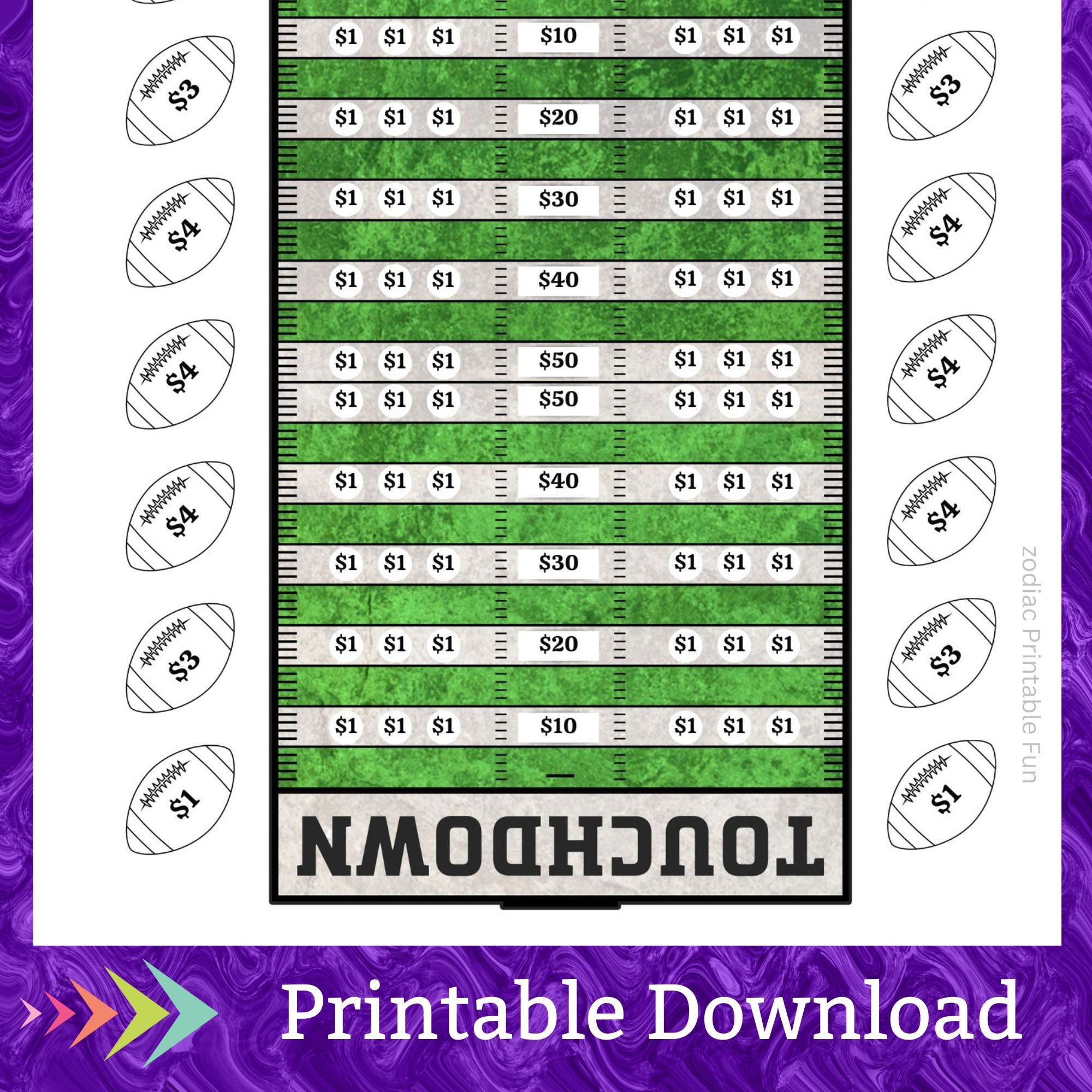 Football Savings Challenge Printable for Family Game Day Party for ...