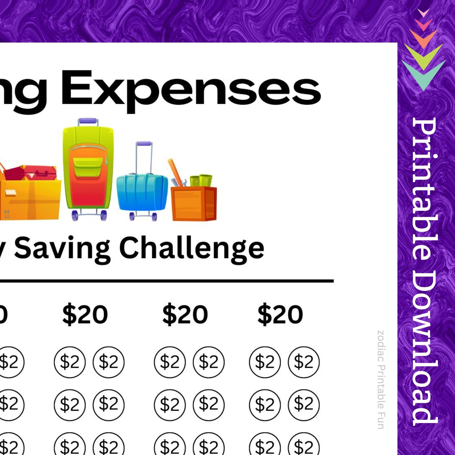 Moving Planner Money Saving Challenge Printable for Moving - Etsy