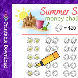 Summer Savings Challenge Printable for Family Vacation Summer ...