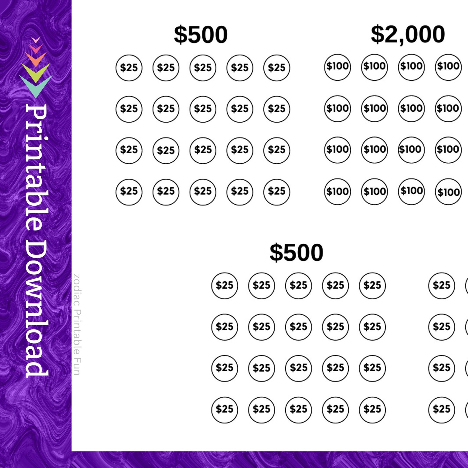 Family Vacation Cash Savings Challenge Printable for Saving Money for ...