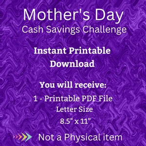 Mother Day Saving Challenge Printable for Gifts Flowers Candy for Mom ...