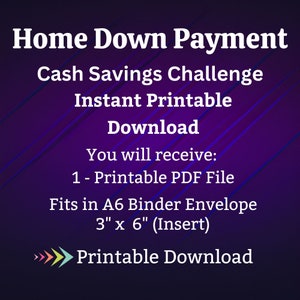 A6 Home Down Payment Savings Challenge Printable for Homeowner Money ...