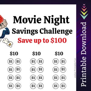Movie Savings Challenge Printable for Family Night Out Money Saving ...