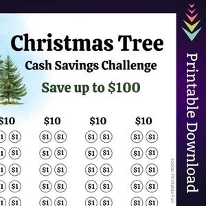 Christmas Tree Savings Challenge Printable for Holiday Evergreen Tree ...