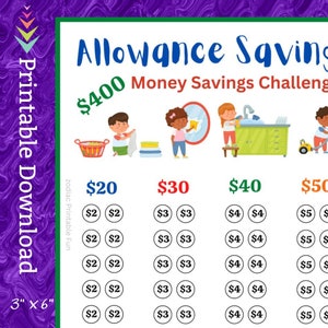 A6 Kids Allowance Savings Challenge Printable Budget Binder Insert for ...
