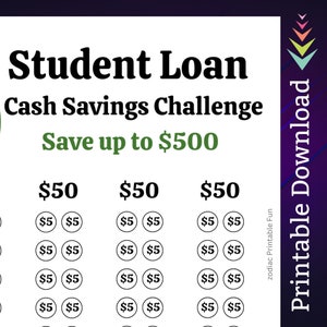 Student Loan Savings Challenge Printable for College Graduate Money ...