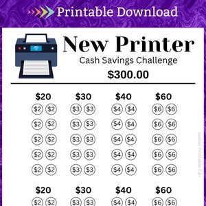 Computer Printer Cash Savings Challenge Printable for Home Office ...