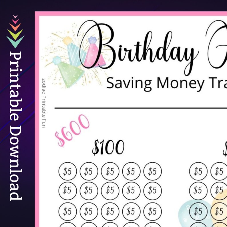 A6 Savings Challenge Printable Insert for Happy Birthday Money Saving ...