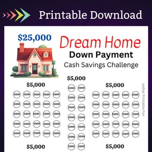 Home Down Payment Savings Challenge Printable for Homeowner Money ...