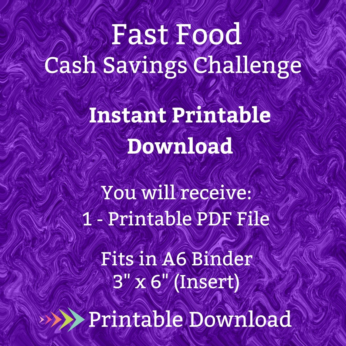 A6 Savings Challenge Printable Insert for Fast Food Restaurant Money ...