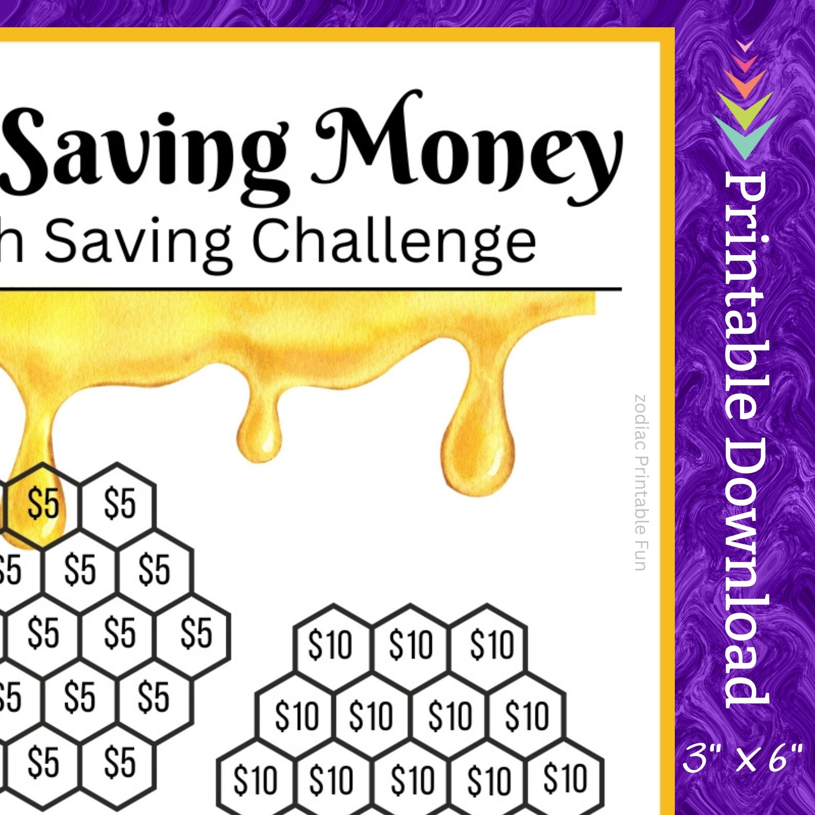A6 Honeybee Savings Challenge Printable Honeycomb Money Saving - Etsy