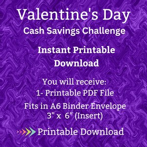 A6 Valentine Savings Challenge Printable Budget Binder Insert Money ...