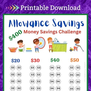 A6 Kids Allowance Savings Challenge Printable Budget Binder Insert for ...