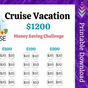 Family Cruise Cash Savings Challenge Printable Vacation Trip Money ...