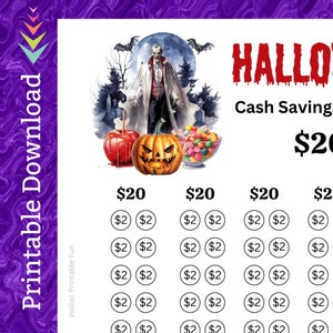 Halloween Cash Savings Challenge Printable for Kids Costume Party - Etsy