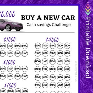 A6 New Car Savings Challenge Printable for First Car Money - Etsy