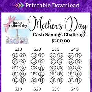 Mother Day Saving Challenge Printable for Gifts Flowers Candy for Mom ...