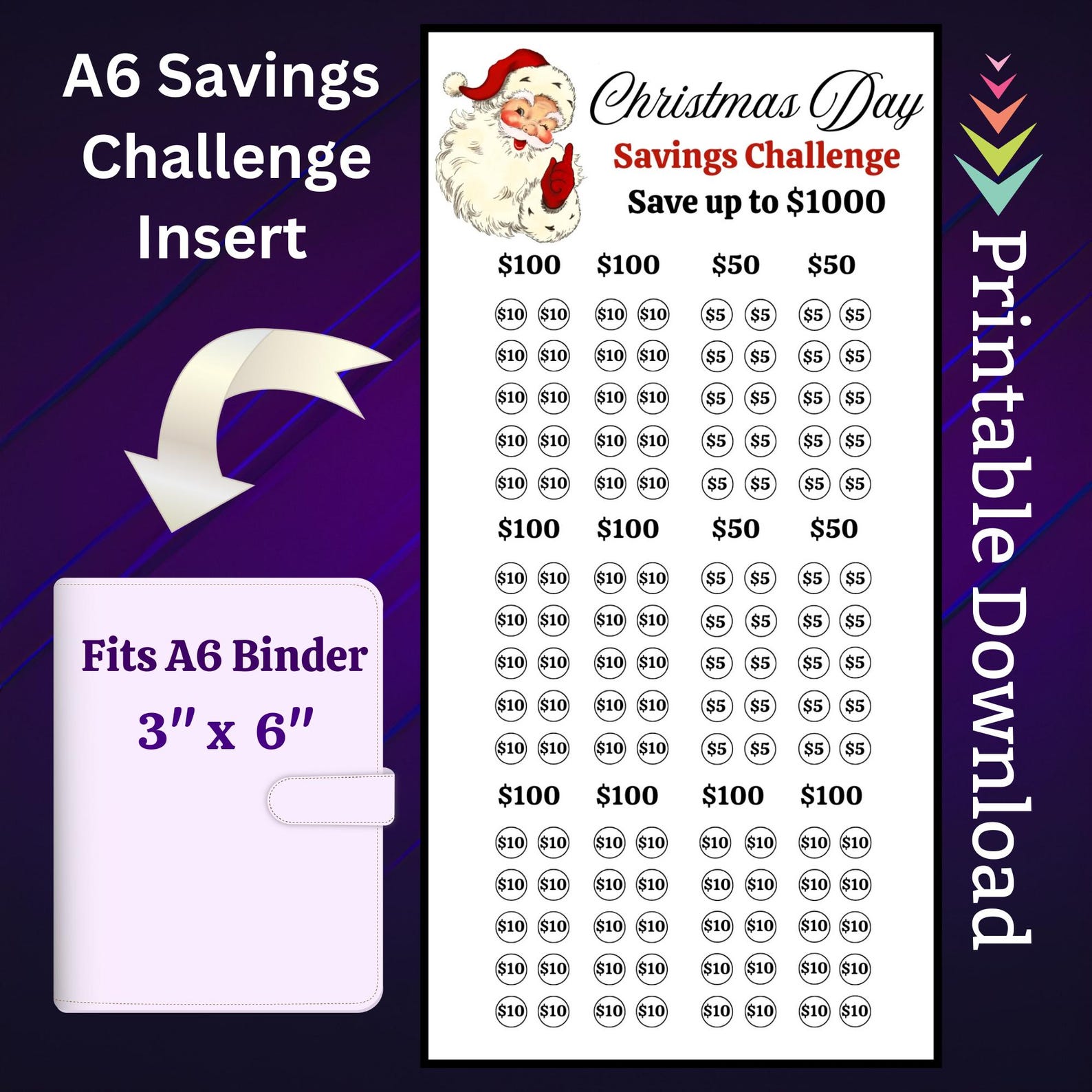 Christmas Cash Budget Saving Challenge Tracker Printable A6 Size - Etsy