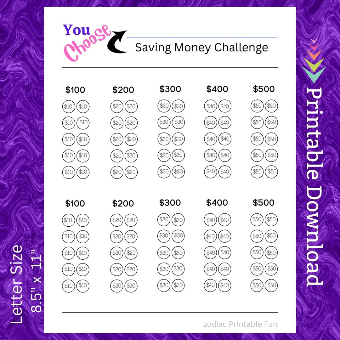 Custom Savings Challenge Printable for Saving 3000 Dollars for - Etsy