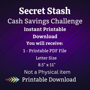 Secret Stash Savings Challenge Printable for Money Saving Sinking Fund ...