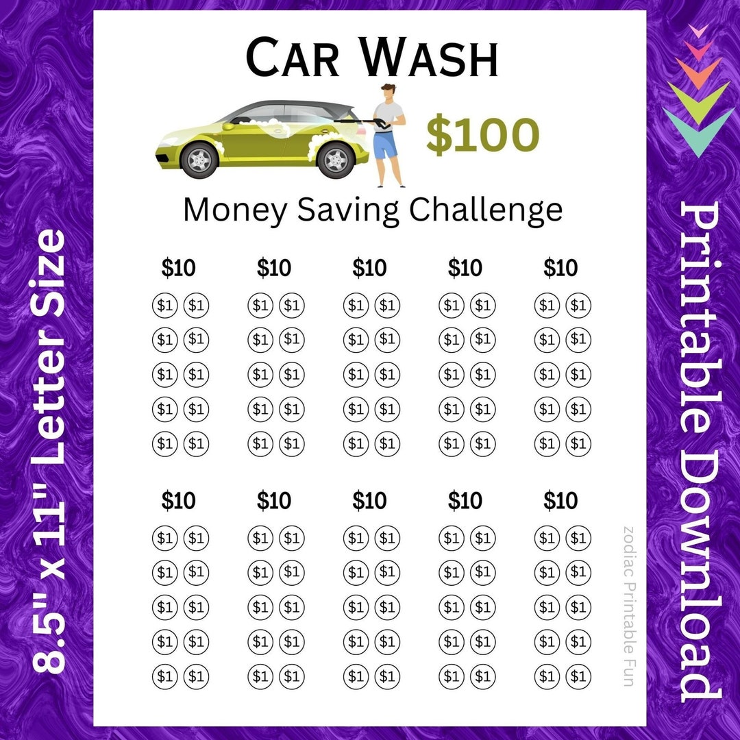 Auto Detailing Savings Challenge Printable for Car Wash Detail Money ...