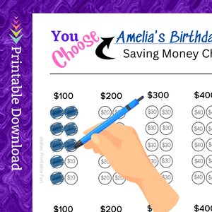 Custom Savings Challenge Printable for Saving 3000 Dollars for - Etsy