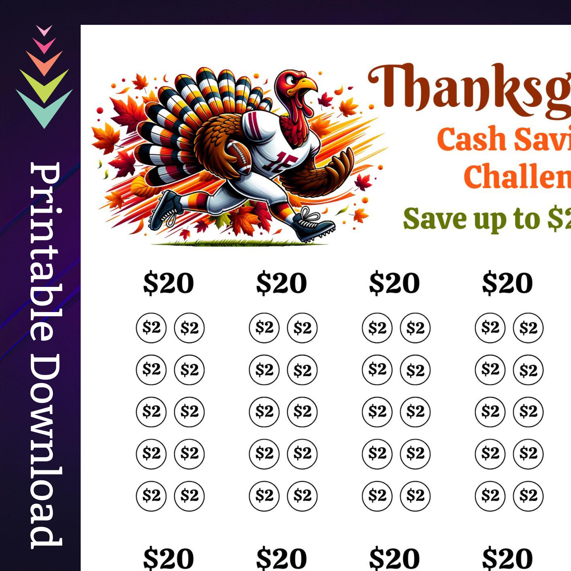 Thanksgiving Savings Challenge Printable for Fall Holiday Money Saving ...