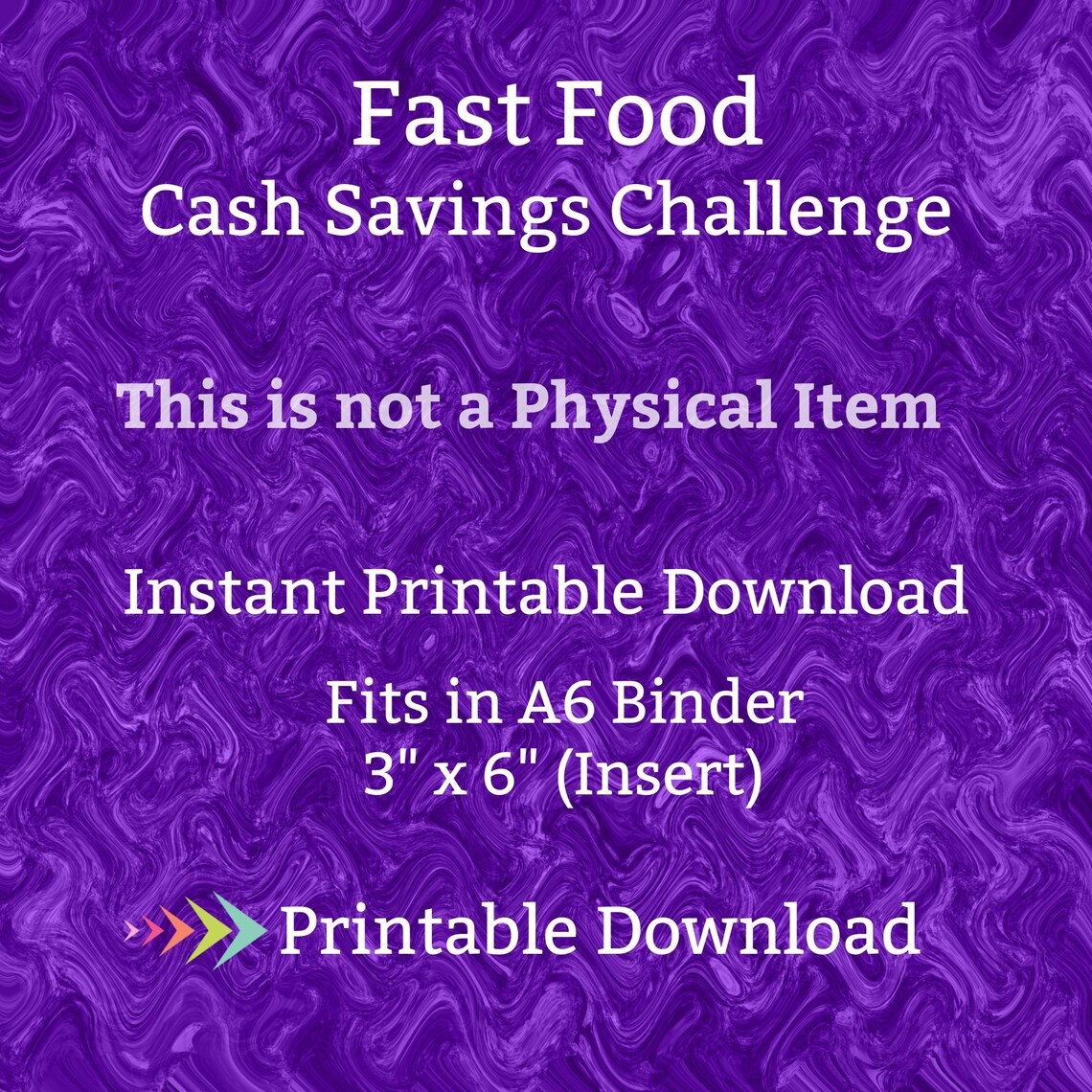 A6 Savings Challenge Printable Insert for Fast Food Restaurant Money ...