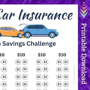 Car Insurance Savings Challenge Printable for Auto Insurance Bill Money ...