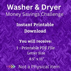 Washer & Dryer Savings Challenge Printable House Cleaning - Etsy