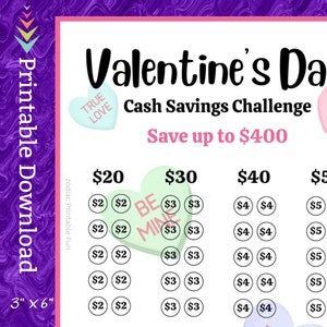 A6 Valentine Savings Challenge Printable Budget Binder Insert Money ...