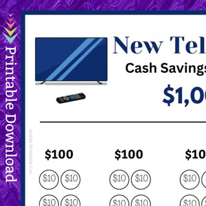 A6 TV Savings Challenge Printable Insert for Family Room Television ...