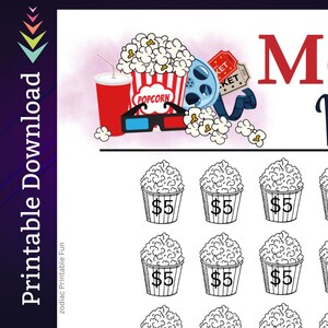 Movie Savings Challenge Printable for Family Night Out Money Saving ...