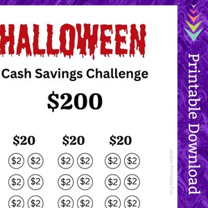 Halloween Cash Savings Challenge Printable for Kids Costume Party - Etsy