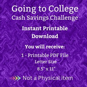 College Planner Savings Challenge Printable for Dorm Room Essentials Money Saving Fund for ...